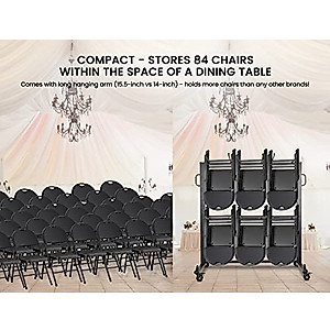 Folding Chair Rack Folding Chair Cart with Capacity 84 Folding Chair Storage Rack 360° Rubber Locking Wheels Weatherproof Cover Mobile Chair Dolly for Stackable Chairs Folding Tables and Chairs