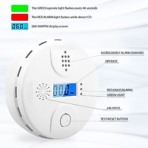 Carbon Monoxide Detector,CO Alarm Detector with Digital Display and Sound Alarm for Home 2pcs