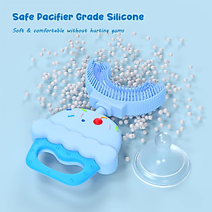 laplaisir U-Shaped Toothbrush for Kids, Premium Soft Silicone Toothbrush Head, 360° Oral Teeth Cleaning, Toddler Toothbrush Age 2-6, Blue