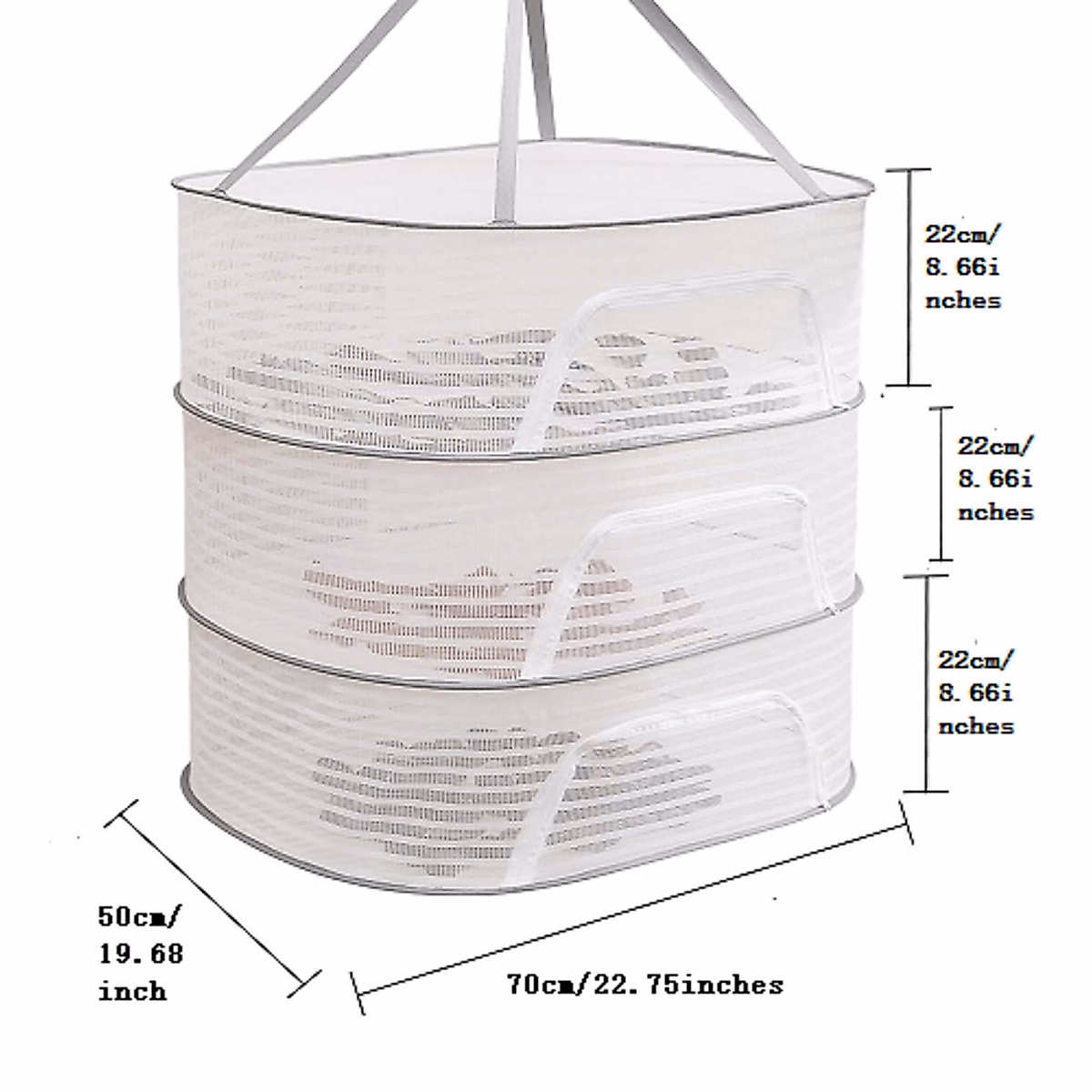 HCHMAO Herb Drying Rack 3 Layer Hanging Mesh Net Clothes Drying Racks Foldable Hanging Mesh Dryer for Buds, Fruits, Hydroponics Flowers, Vegetables, Fish, or Clothes, Doll
