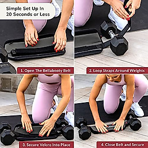 Bellabooty Exercise Hip Thrust Belt, Easy to Use with Dumbbells, Kettlebells, or Plates, Slip-Resistant Padding that Protects Your Hips for the Gym, Home Workouts, or On the Go