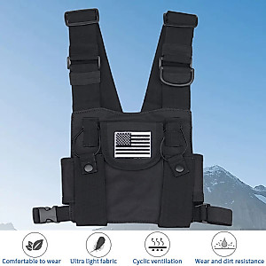 MANGEMA Radio Shoulder Holster Chest Harness Holder Vest Rig for Universal Two Way Radio Chest Front Pack Pouch Walkie Talkie Case with Front Pouches for Kenwood Retevis Baofeng UV5R F8HP UV82