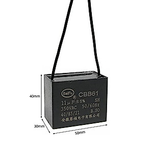 AKZYTUE CBB61 Capacitor 11uf 350V AC Ceiling Fan 2 Wire 50/60Hz for Starting Electric Fan Generator Pump Motor