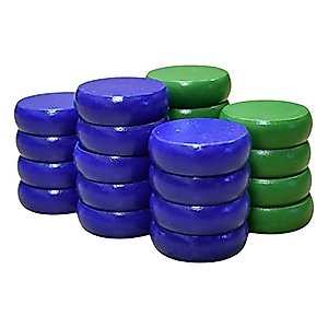 26 Blue and Green Crokinole Discs (Mini Discs - 1 3/32 Inch Diameter (2.8cm))