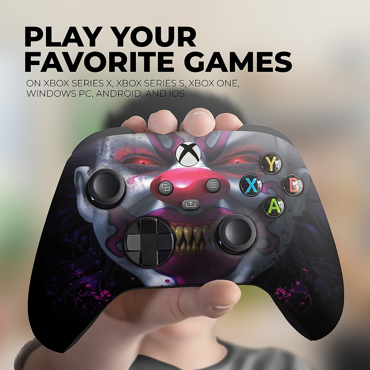 Killer Clown Custom X-box Controller Wireless compatible with X-box One/X-box Series X/S by DreamController | Proudly Customized in USA with Permanent HYDRO-DIP Printing(NOT JUST A SKIN) (MODDED)