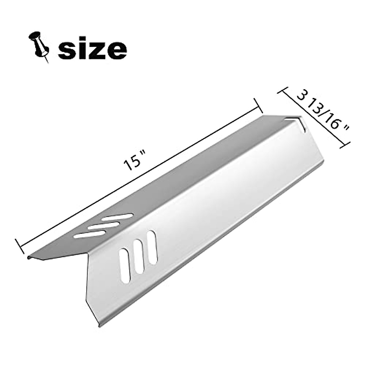 Clivimi 15” Stainless Steel Grill Heat Plates Tent Shield, Grill Burner Cover BBQ Gas Grill Replacement Parts Kit for Dyna-Glo DGF510SBP, Backyard BY13-101-001-13, BY14-101-001-02, Uniflame GBC1059WB