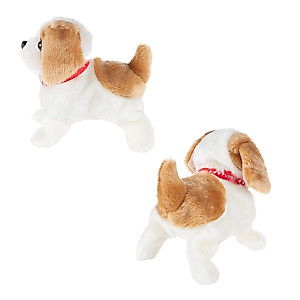 Happy Trails Interactive Plush Puppy Toy– Battery Operated Dog That Walks, Barks and Does Back Flips, Soft and Snuggly Fur, Stuffed Animal Robot , Brown