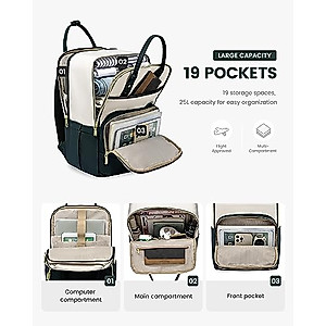 LOVEVOOK Laptop Backpack for Women 15.6 Inch, Travel Backpack Personal Item Carry On Bag for College, Women’s Computer Backpack Laptop Bag for Work for Teacher Nurse With Water-Resistant, Dark Green