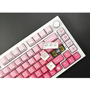 Benemate Peach Blossom Wonderland Upgraded Gradient Keys, 108 Keycap + 30 Keycap Set, Dye-Sublimation PBT Custom Keycaps for DIY Mechanical Gaming Keyboards