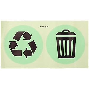 HOODANCOS Luminous Recycle Trash Can Sticker, 1 Sheet Glow in The Dark Recycle Trash Symbols Sticker Recycle Decals Garbage Sorting Trash Bin Stickers for Trash Can Recycle Bin