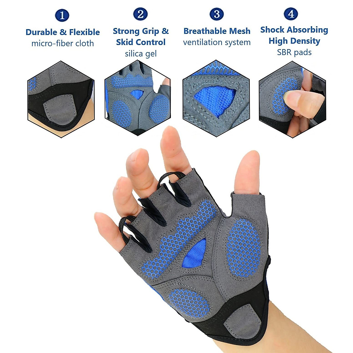 LuxoBike Cycling Gloves Mountain Bike for Men – Shock Absorbing SBR Gel Padded – Anti Slip Palm – Ultra Breathable – Specialized for Mens Bicycling, Biking, MTB Biker, Road Bicycle Riding