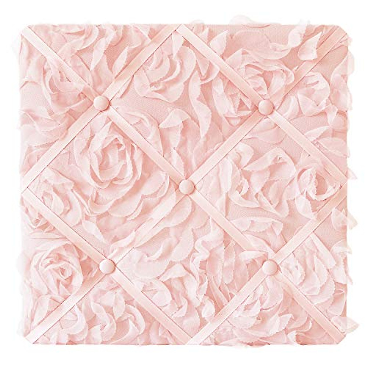Sweet Jojo Designs Pink Floral Rose Fabric Memory Memo Photo Bulletin Board - Solid Light Blush Flower Luxurious Elegant Princess Vintage Boho Shabby Chic Luxury Glam High End Roses