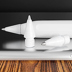 Realistic Pen Like Fine Point Pencil Tips Compatible with Apple Pencil 2nd 1st Generation,2 Pack Fine Tips Paperfeel Ipad Pro Pen 1st 2 Gen Replacement Nibs fits for Artists,Note-Takers ,White