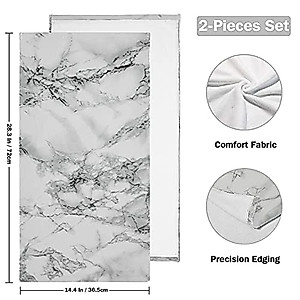 Marble Bath Hand Towel 2 Pcs Absorbent White Marble Prints with Black Hand Towels Granite Marbling Face Towel Soft Marble Stone Fingertip Towel for Bathroom Kitchen Hotel Spa Decor Gift 28.3x14.4in