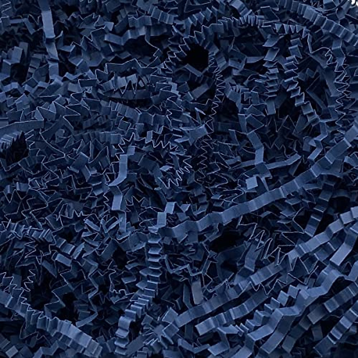 Cutcatwing 4 OZ Navy Blue Crinkle Cut Paper Shred Filler Easter Grass Shredded Raffia Tissue Craft Bedding Cushion Recycled for Small Bag Packing and Filling Gift Baskets Decor