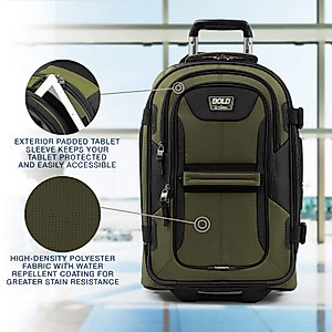 Travelpro Bold Softside Expandable Carry on Rollaboard Luggage, Carry on 22-Inch, Olive Green/Black