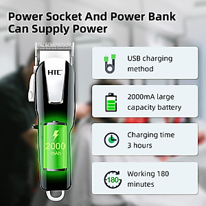 Riyuetan Hair Clippers for Men Professional Carbon Steel Blades Clippers for Hair Cutting High Speed Motor 7000rpm Barber Clippers with Cutter Head Adjuster Hair Trimmer for Men