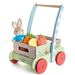 KIDS PREFERRED Beatrix Potter Peter Rabbit Wooden Garden Wagon and Plush Veggie Play Set, (24228)