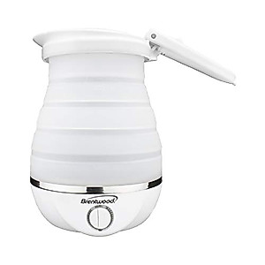 Brentwood KT-1508W Dual Voltage 120/220 Volt 0.8 Liter Collapsible-Travel Kettle, White