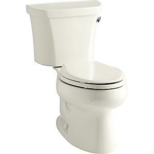 Kohler K-3998-RA-96 Wellworth Elongated 1.28 gpf Toilet, Right-Hand Trip Lever, Biscuit