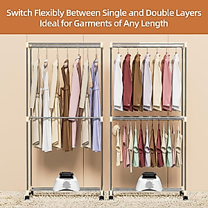 Portable Clothes Dryer, 1000W Drying Machine for Laundry Double Layers Portable Dryer Stainless Steel Mini Dryer for Apartments Home Dorms Travel RVs with Timer and Fabric Cover Ptalseaw