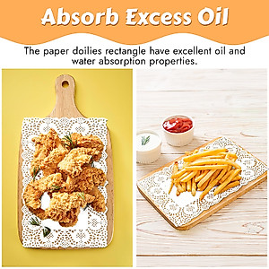 Svalor 100 Pieces Rectangle Paper Doilies, 7.5×12 Inch Doilies for Food, Disposable Lace Paper Doilies for Tables, Paper Placemats Bulk for Cakes Desserts Crafts (White)