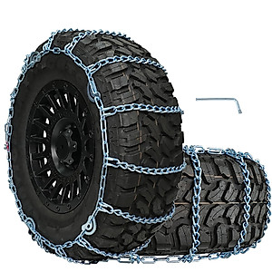 SCITOO QG2228CAM Snow Chains for Car Pickup Trucks SUV,Universal Emergency Tire Traction Chain,Anti-Skid Thickening Tire Chains Width 225 235 245 255 265 275 285 295(15" 16" 17" 18" 19" 20")- Set of 2