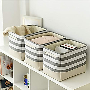 TheWarmHome Extra Large Cube Storage Bins Baskets for Organizing, Sturdy Fabric Storage Basket Cube W/Handles, Decorative Foldable Storage Baskets for Shelves Closet Nursery Toy (3 Pack 16×12×12inch)