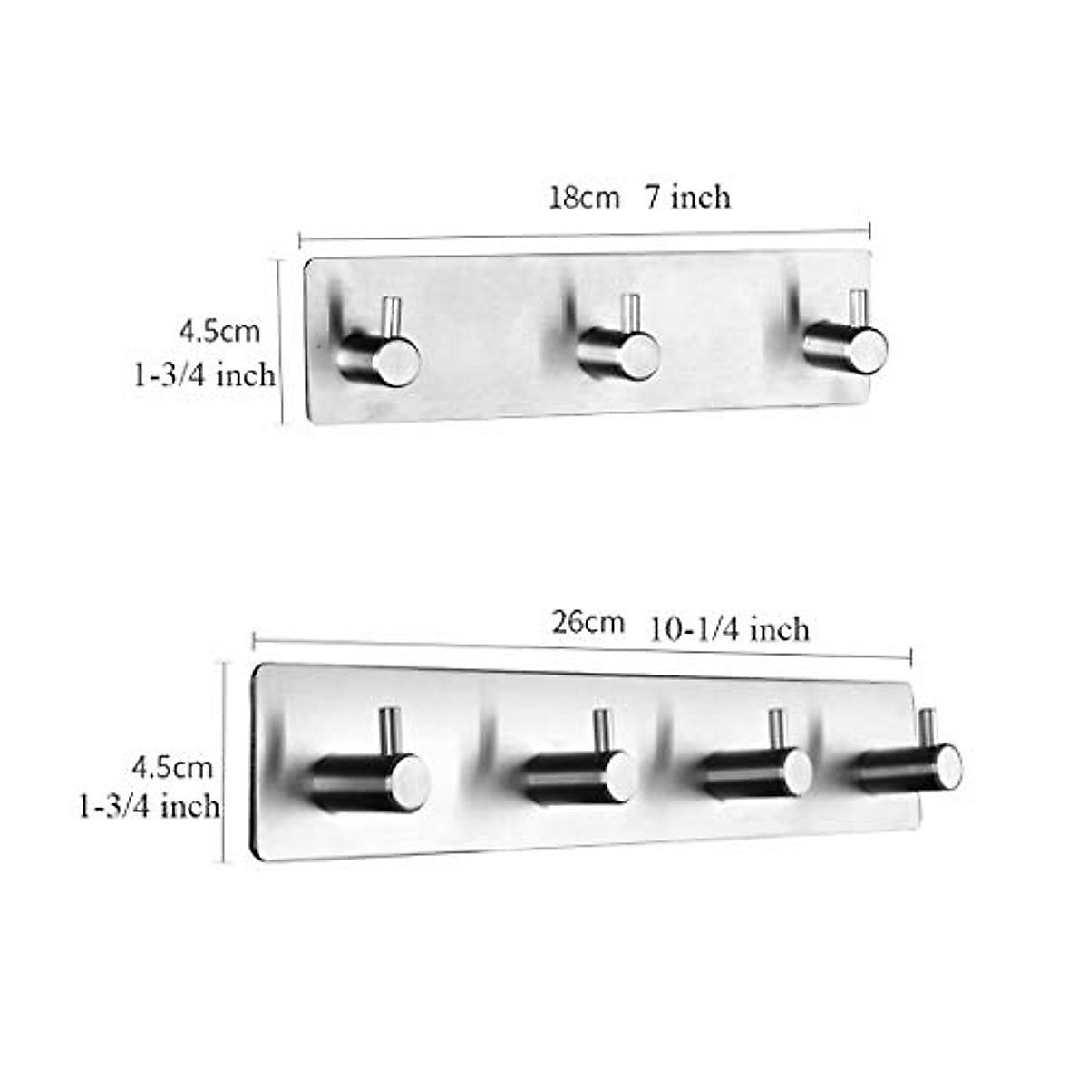 JOMIHONEY Self Adhesive Stainless Steel Hooks, Wall Mounted Heavy Duty Hanger, Key Rack Towel Hooks for Bathroom, Living Room, Kitchen (4 Hooks)