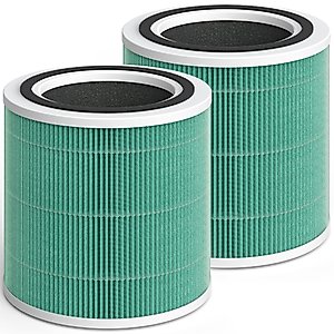 Breabetter AC400 True HEPA Replacement Filter Compatible with Purivortex AC400 Purifiers, 3-in-1 H13 True HEPA Filter（2-Pack）-Green
