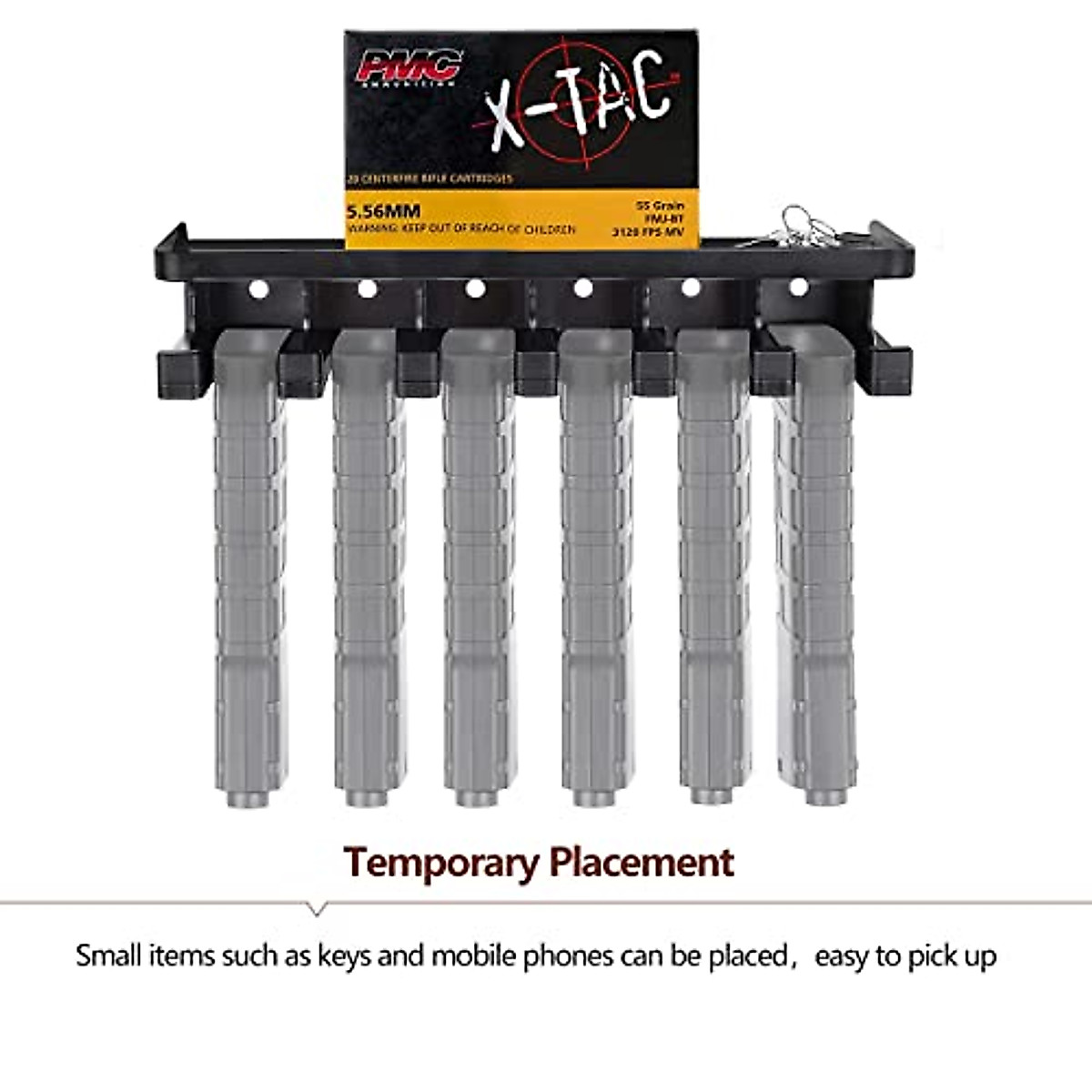 Adoreal Solid ABS Standard PMAG Rack Wall Mount with Storage Shelf, 4 Slots Gun Rack Wall Mount