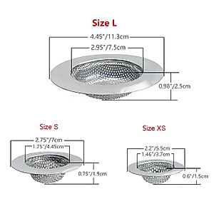Bathtub Drain Strainer 3-Pack, Shower Drain Hair Catcher, Sink Strainer for Kitchen and Bathroom, Hair Strainer/Trap for Bathtub Drain Cover Size from 2.16'' to 4.5''