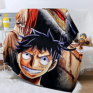 Anime Blanket Luffy Throw Blanket Soft and Fluffy Flannel Blanket Decorate Bedroom Living Rooms Sofa 60"X50"