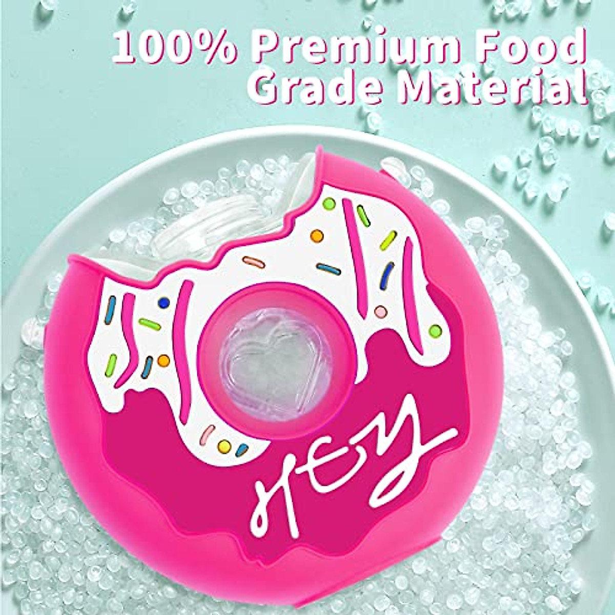 PHEENOWL 380ml Donut Water Bottle with Straw for Kids, BPA Free & Leak Proof Sports Cup with Straw, Toddler Drink Bottle with Shoulder Strap for Outdoor and School (Pink)