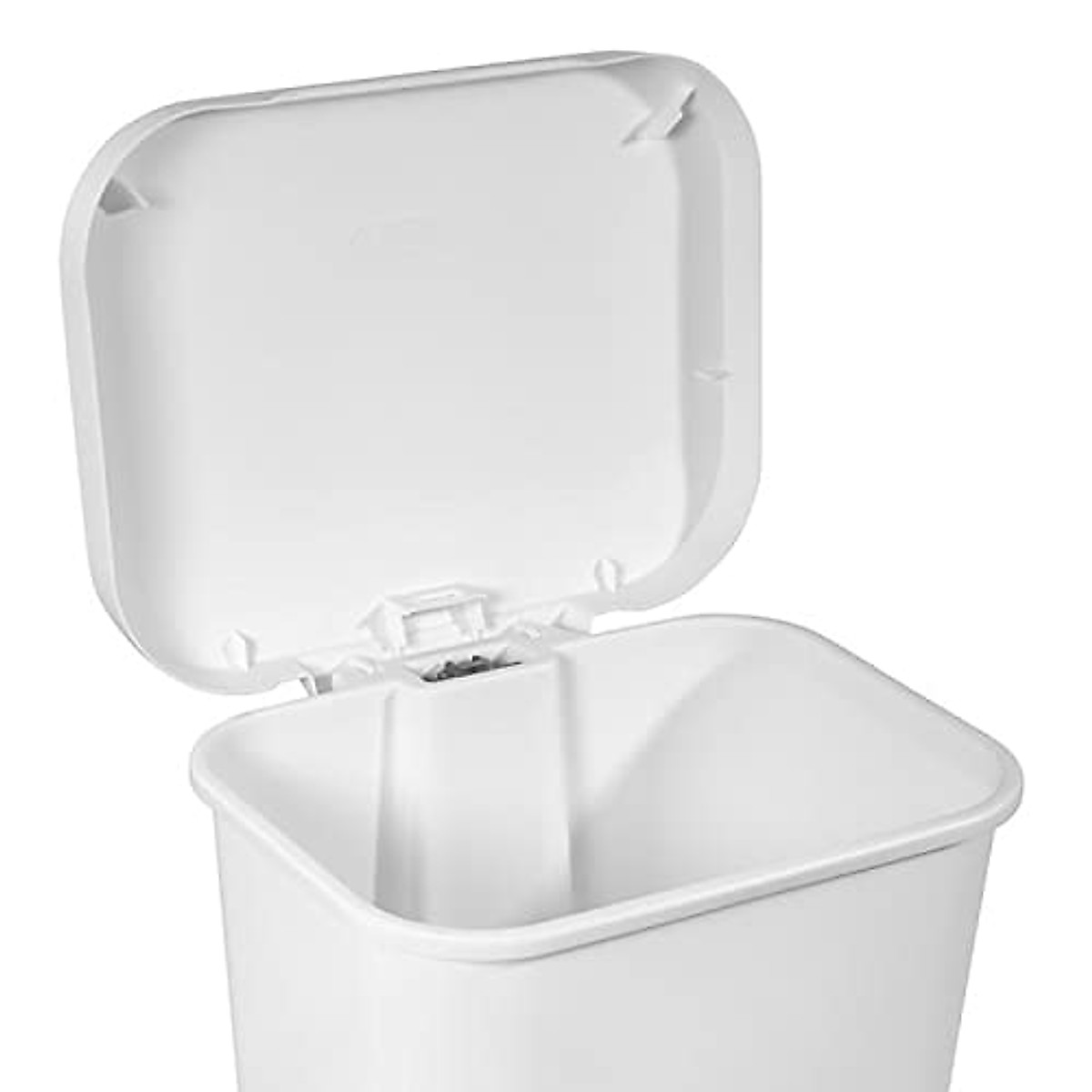 Sterilite 11.9 Gallon Trash Can with Lid, Step-on White Kitchen Garbage Can for Bathroom, Bedroom, Home, and Outdoor, Wholesalehome Cleaning Cloth Included