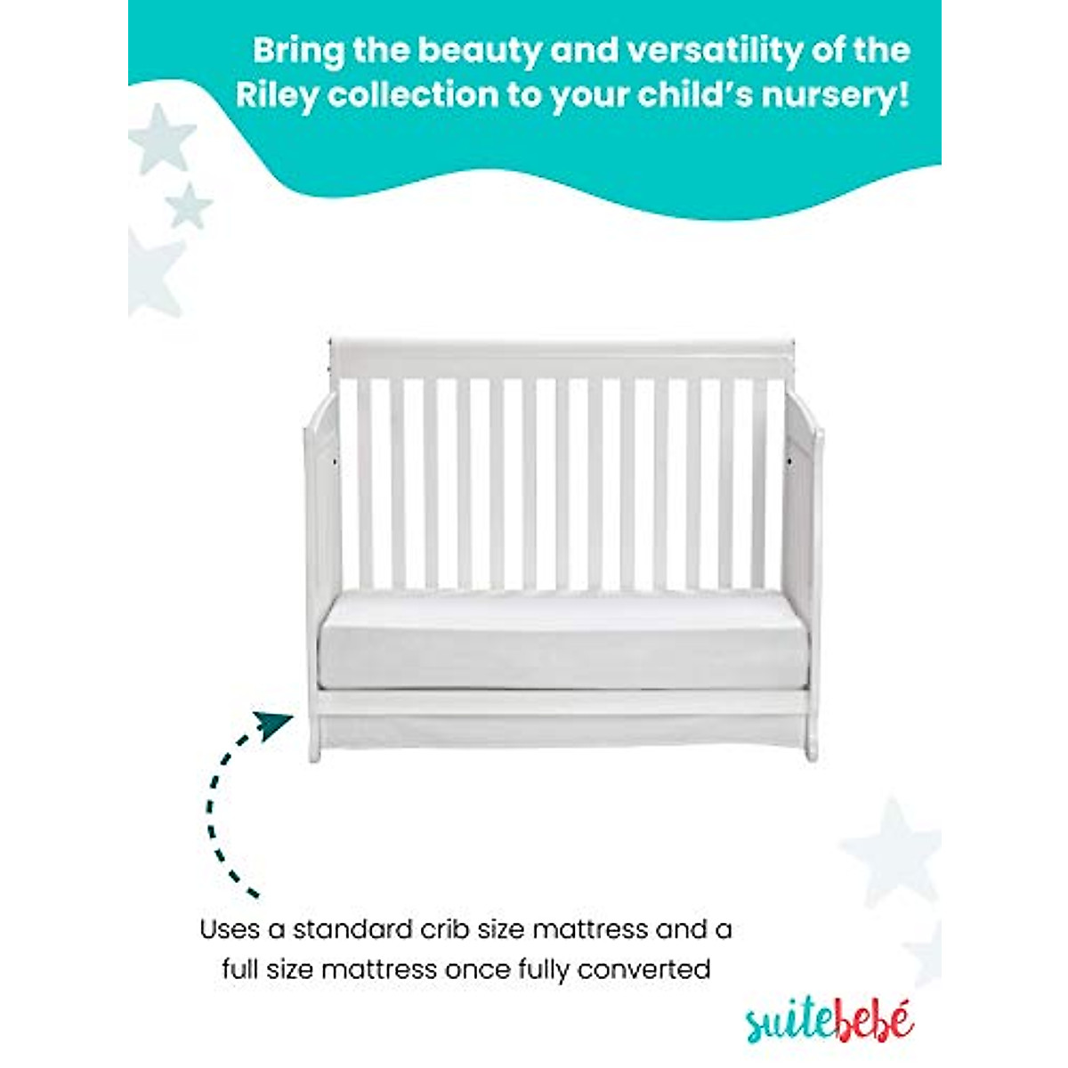 Suite Bebe Riley 4-in-1 Convertible Crib, Navy Blue