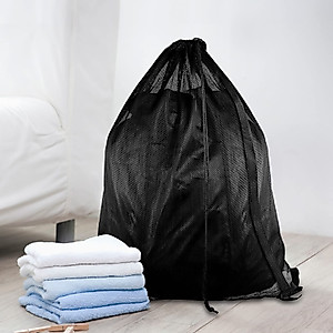 Daly Kate 3 Pack Mesh Laundry Bags with Adjustable Single Shoulder Straps 24" x 36" Sturdy Nylon Material Laundry Liners with Drawstring Closure for College, Dorm and Apartment