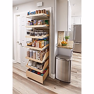 Slide-A-Shelf Made-to-Fit Slide-Out Shelf: Maple Wood Front with Full Extension Soft Close Rail