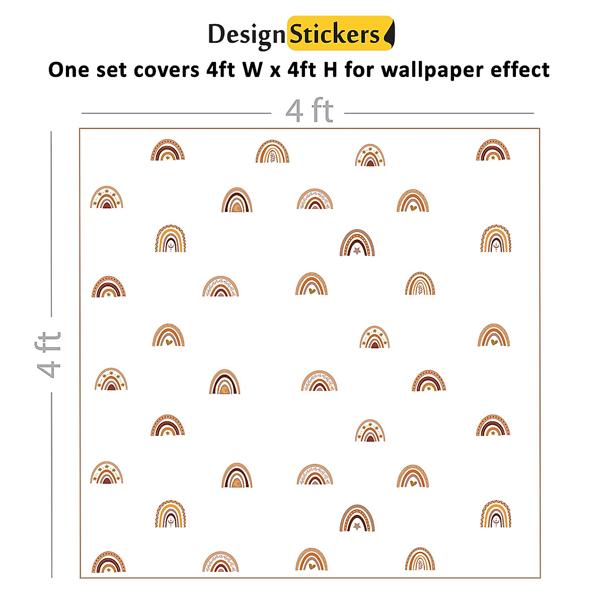 44pcs Boho Small Rainbow Wall Decals for Girls Boys Bedroom Peel Stick - Kids Wall Stickers Playroom Nursery Classroom Daycare Vintage Beige Kids Wall Stickers Playroom Bohemian Removable Wall Decals