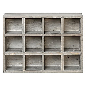 MyGift Dark Gray Wood Hanging Shadow Box, Shot Glasses Display Case Collective Shelf, Freestanding or Wall Mounted Shelving Unit with 12 Compartments