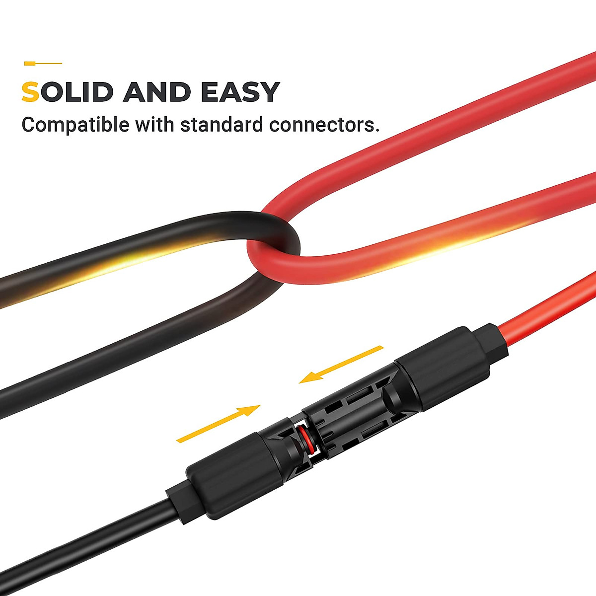 BougeRV 20 Feet 8AWG Solar Extension Cable with Female and Male Connector with Extra Free Pair of Connectors Solar Panel Adaptor Kit Tool (20FT Red + 20FT Black)