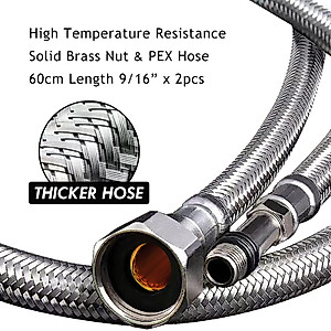 CEINOL Waterfall Bathroom Faucet Matte Black, Bathroom Sink Faucet 3 Hole, Widespread Bathroom Faucet Set with Pop Up Drain and Hose