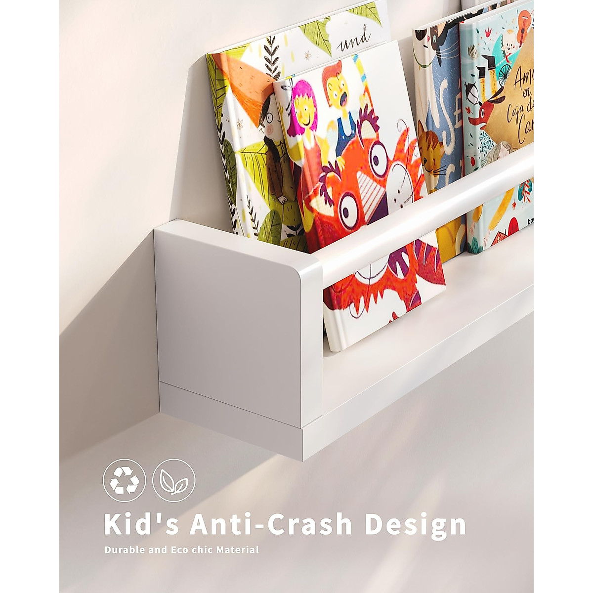 Seocry Nursery Book Shelves, Set of 4 - Kids Wall Bookshelf, Floating Book Shelf for Kids Room, Baby Room, Toddler Bedroom, Playroom & Nursery Decor