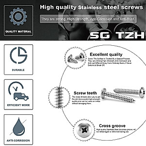 #4 x 1/4" Wood Screw 100Pcs Truss Head Phillips 18-8 (304) Stainless Steel Fast Self Tapping Screws by SG TZH
