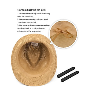Zylioo Small Straw Fedora Hats,Short Brim Panama Hats for Petite Heads,Little Beach Sun Trilby Hat