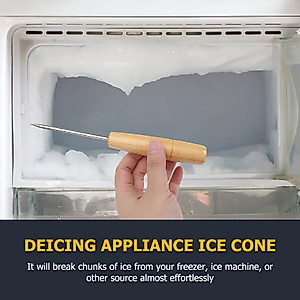 Hemoton 2pcs Stainless Steel Wooden Handle Picks for Kitchen Bars Bartender Picnics Camping Tea Accessories Ice Cube Breaking Prying Cake Brick Tea Cone