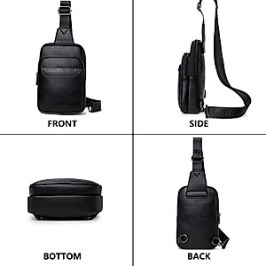 CANTLOR Small Leather Sling Bag Backpack for Men Crossbody Bag Fanny Pack Casual Hiking Travel Daypack