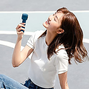 KAPOGO Portable Personal Fans, Handheld Fan, Battery Operated Mini Electric Cooling Fan, 3 Speed Adjustable Strong Wind, Hidden Blades, Lightweight Makeup Fan for Home Office Travel Outdoor (Blue)