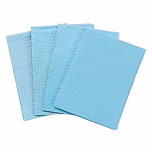 Avalon Papers Bibs/Towels, Blue, 13" x 18" (Pack of 500) - Waffle Embossed - 2-Ply Tissue - Poly Back Dental Bib to Prevent Leak Through - Dental Consumables (1053)
