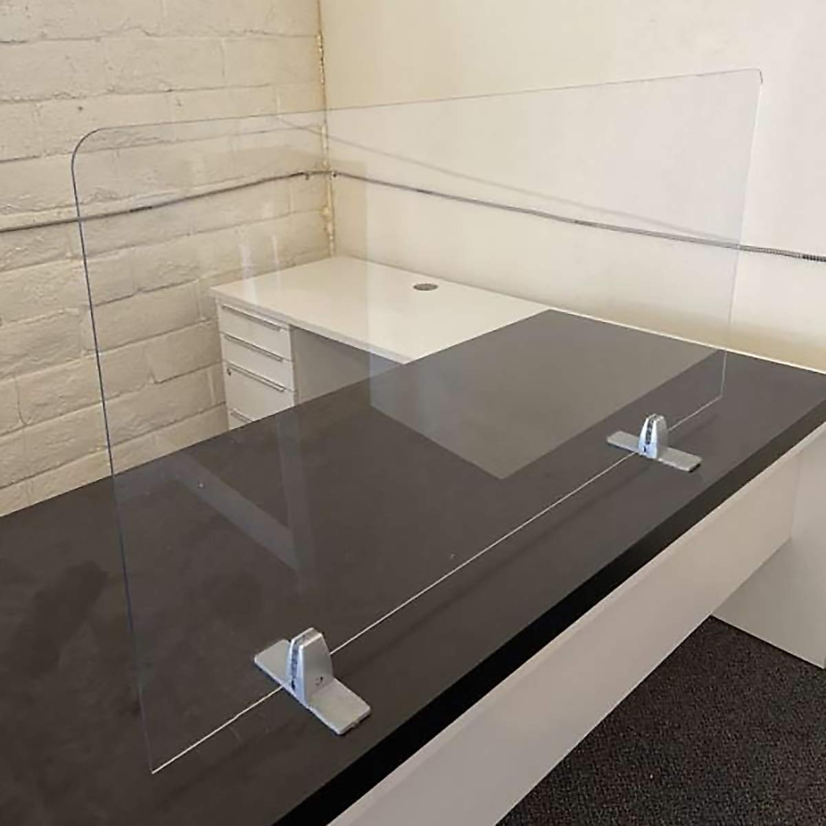 MOUNTAIN_ARK 4 Pack T Shaped Office Desk Partition Clamp, Sneeze Guard Bracket Support, Aluminum